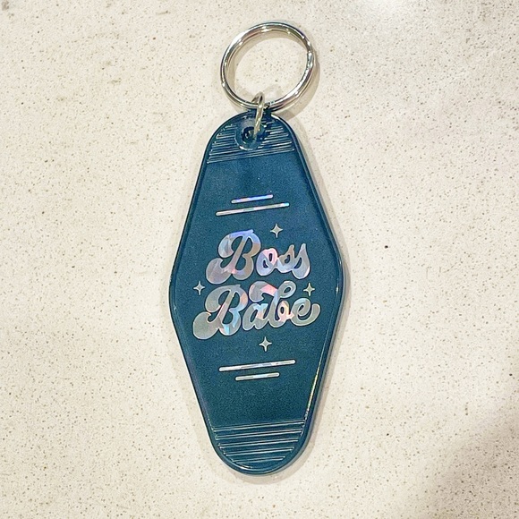 Accessories | Boss Babe Black Sparkle Vintage Like Motel Room Key Fob | Poshmark